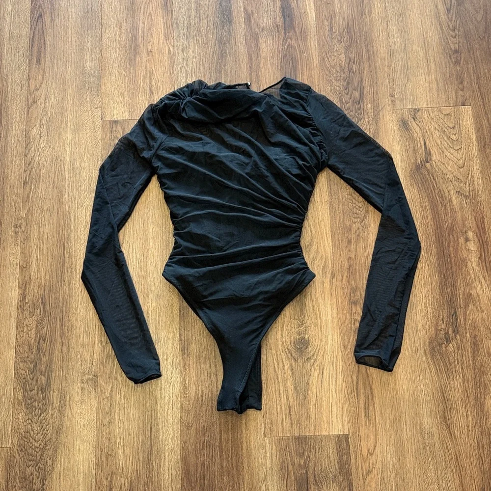House of CB | Tops | House Of Cb Orelia Draped Mesh Bodysuit | Poshmark